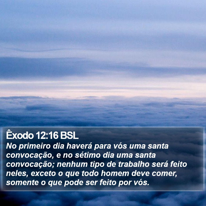 Êxodo 12:16 BSL - No primeiro dia haverá para vós uma santa