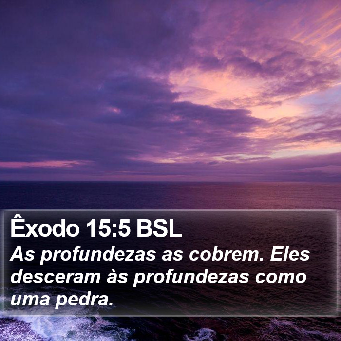 Êxodo 15:5 BSL - As profundezas as cobrem. Eles desceram às