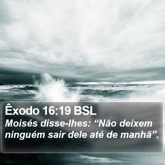 Êxodo 16:19 BSL - Moisés disse-lhes: “Não deixem ninguém sair