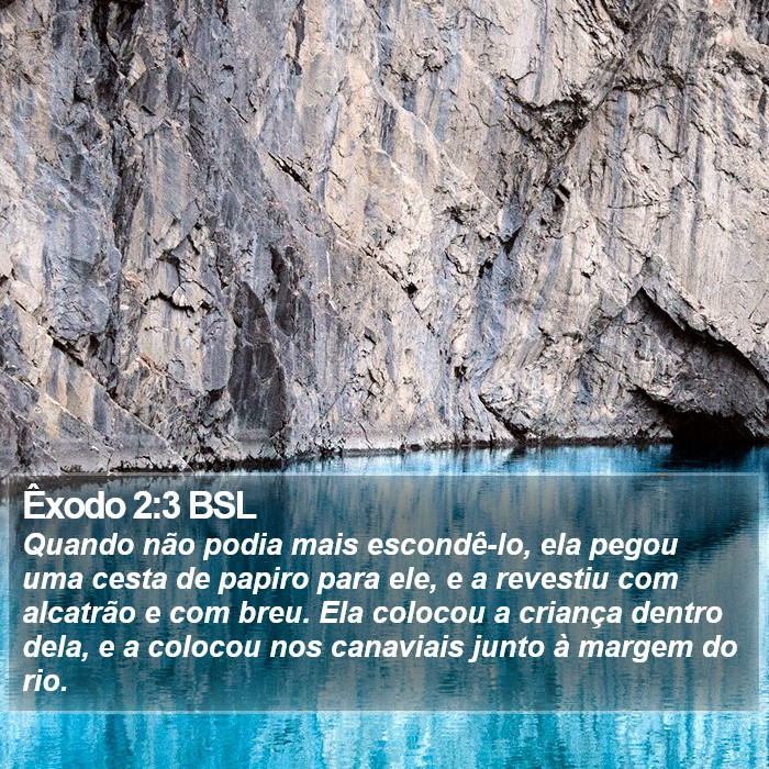 Êxodo 2:3 BSL - Quando não podia mais escondê-lo, ela pegou uma