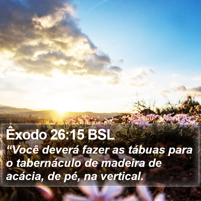 Êxodo 26:15 BSL - “Você deverá fazer as tábuas para o