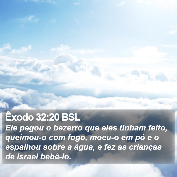 Êxodo 32:20 BSL - Ele pegou o bezerro que eles tinham feito,