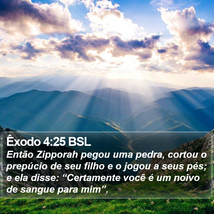 Êxodo 4:25 BSL - Então Zipporah pegou uma pedra, cortou o