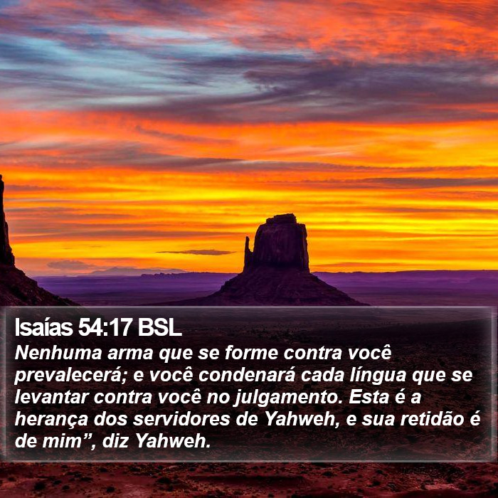 Isaías 54:17 BSL - Nenhuma arma que se forme contra você