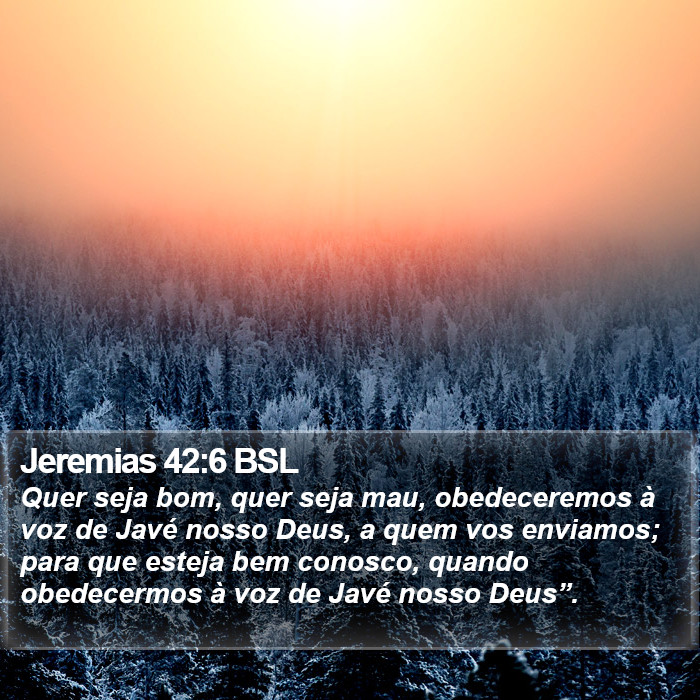 Jeremias 42:6 BSL - Quer seja bom, quer seja mau, obedeceremos à voz