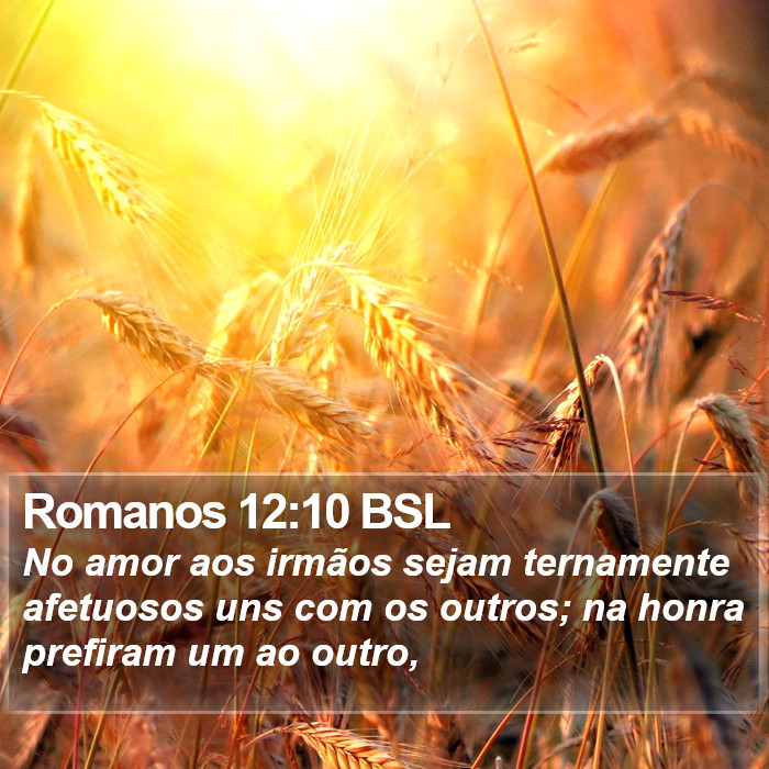 Romanos 12:10 BSL - No amor aos irmãos sejam ternamente afetuosos
