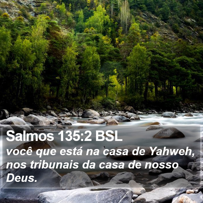 Salmos 135:2 BSL - você que está na casa de Yahweh, nos tribunais