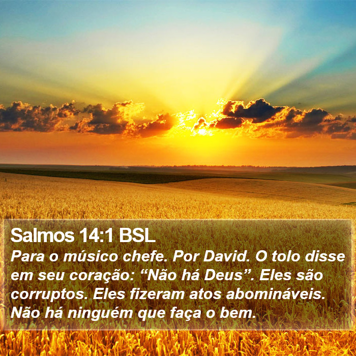 Salmos 14:1 BSL - Para o músico chefe. Por David. O tolo disse em