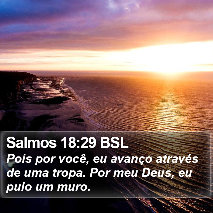 Salmos 18:29 BSL - Pois por você, eu avanço através de uma tropa.