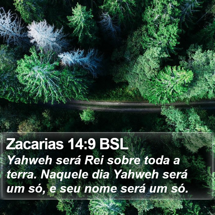 Zacarias 14:9 BSL - Yahweh será Rei sobre toda a terra. Naquele dia