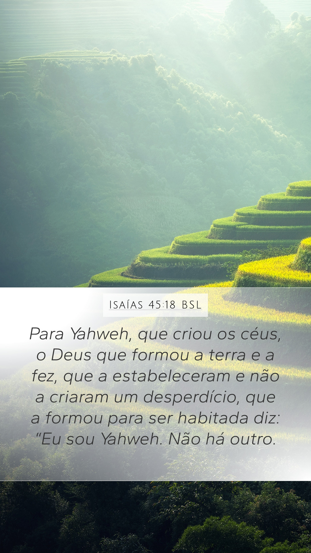 Isaías 45:18 BSL Mobile Phone Wallpaper - Para Yahweh, que criou os ...
